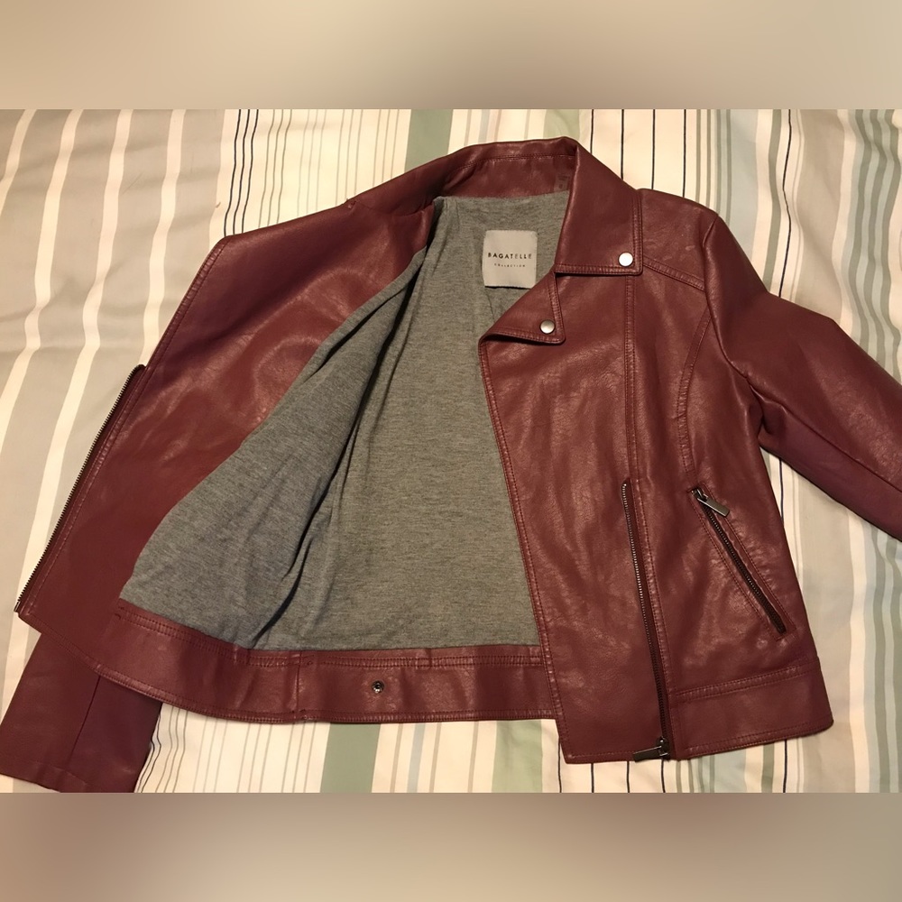 Burgundy Faux Leather Moto Jacket - Stitch Fix - Gem